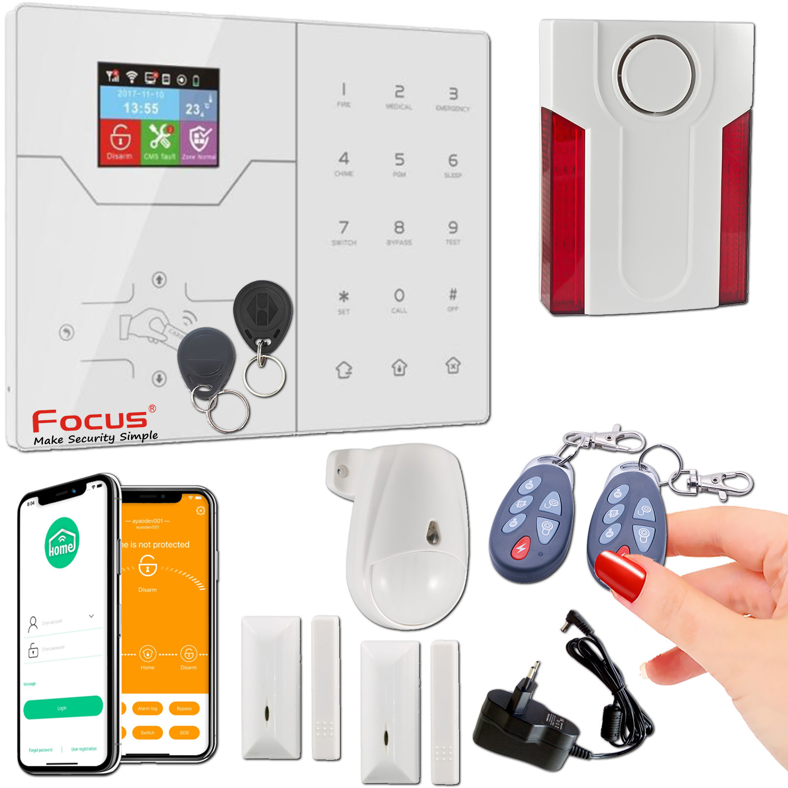 Système d'alarme 4G Meian FOCUS pour cave et appartement avec détecteurs